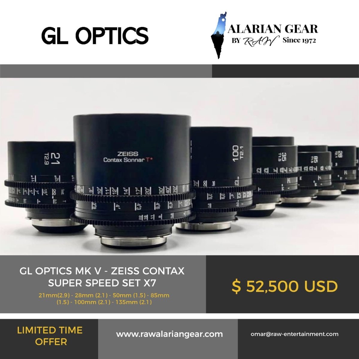 G.L. Optics Mk V – Zeiss Contax Super Speed Set X7 (imperial) - Cine ...